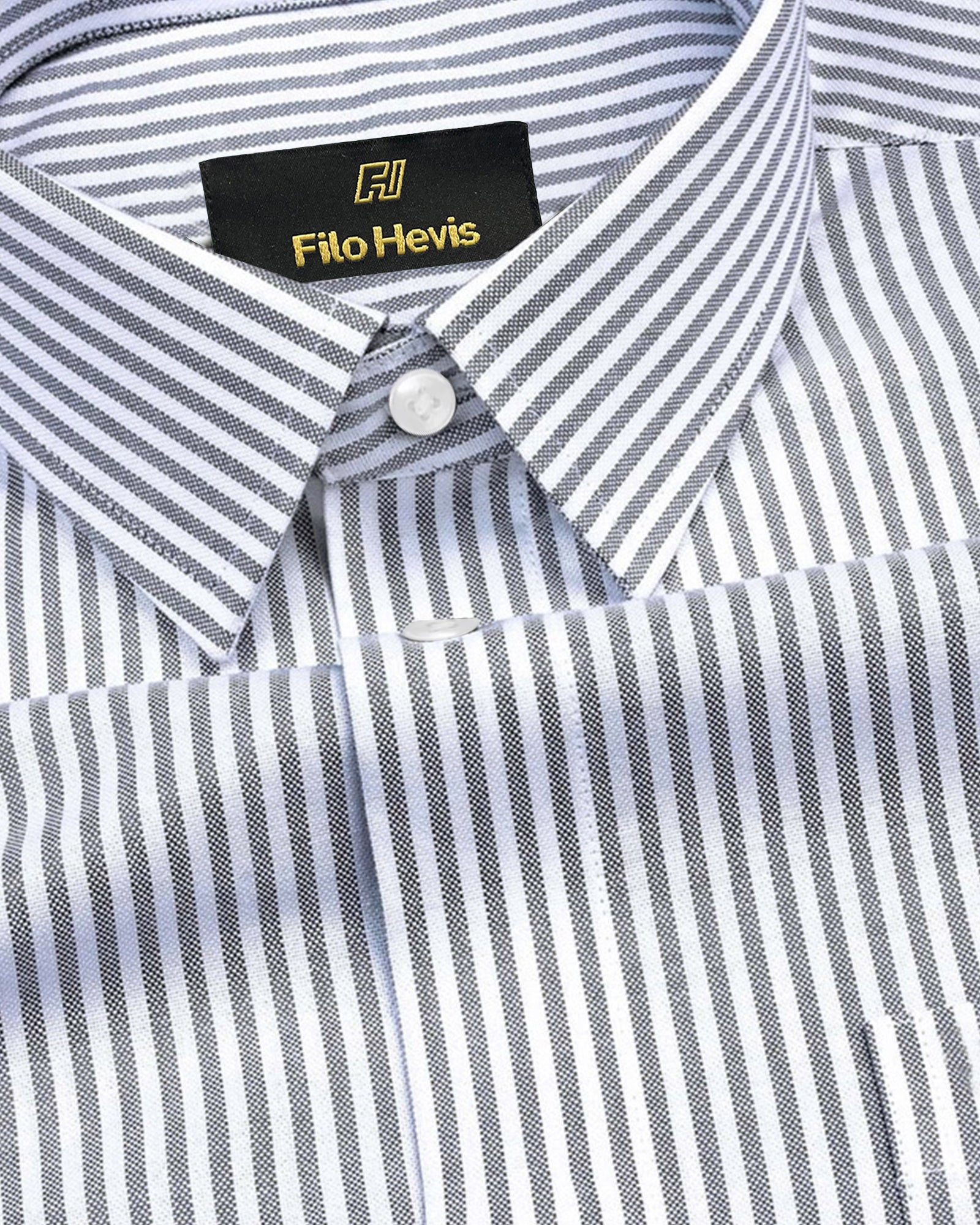 Men's Cotton Stripe Single Pocket Shirt-Grey, Regular Fit, All-Day Com